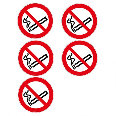Autocollants Interdiction de fumer ISO 7010 P002 - Lot de 5 ...