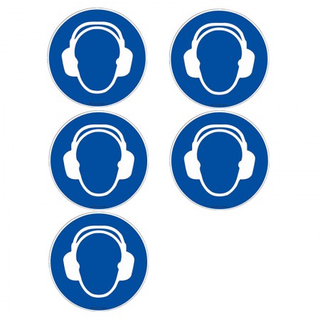 Autocollants Casque anti-bruit obligatoire ISO 7010 M003 - Lot de 5 ...