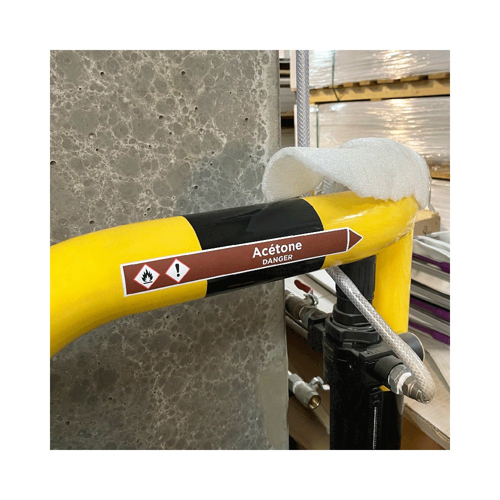 Marqueur de tuyauterie Gaz inerte Jaune - 4 tailles | Signalétique Express