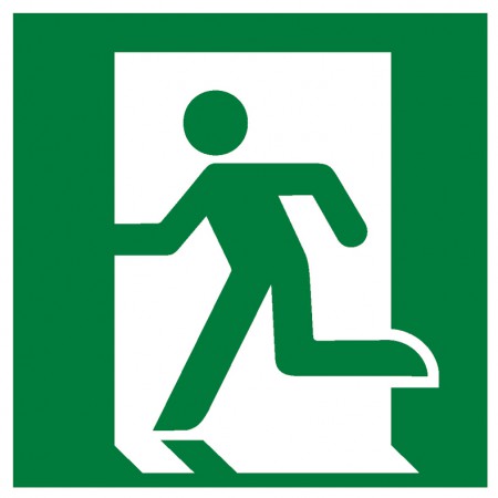 Panneau Sortie de secours (à gauche) E001 - ISO 7010 | Signalétique Express