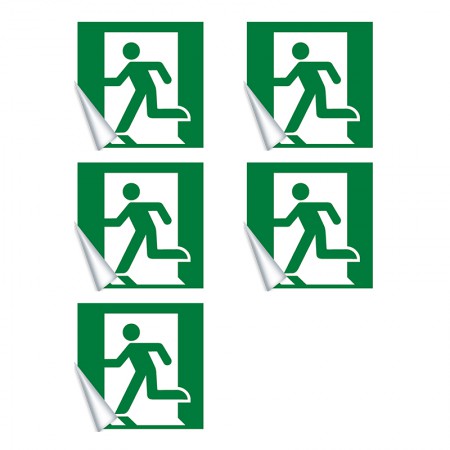 Lot d'autocollants Sortie de secours (à gauche) E001 - ISO 7010 ...