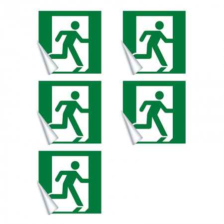 Lot d'autocollants Sortie de secours (à droite) E002 - ISO 7010 | Signalétique Express